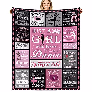BUUGVIIL Just a Girl Who Loves Dance Gifts for Girls, Dance Blanket, Dance Recital Gifts for Girls, Ballet Gifts for Dancers, Dancer Gifts for Girls Teens on Christmas Birthday 50"x60"