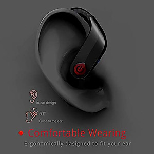 Arkey burds TWS Bluetooth Earbuds V5.0 with Charging Case, True Wireless Stereo Sport Headphones in-Ear Earphones with Mic, Noise Cancelling Headsets with Ear Hooks for iPhone Smartphones (Black/red)