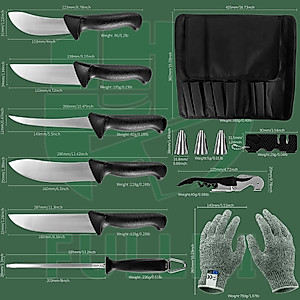 FULLHI 11PCS Butcher Knife Set, Non-slip butcher boning knife German Stainless Steel Chef Knife Set,Meat Processing Set for Home Kitchen,Slaughterhouse And Restaurant