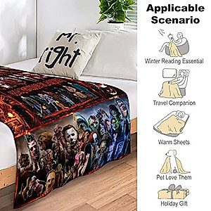 Horror Blanket Ultra Soft Flannel Halloween Throw Blanket Warm Lightweight Blanket for Couch Sofa Kids Adult 50"x40"