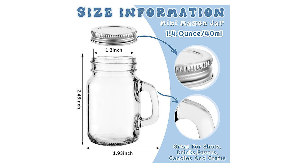 48 Pcs Mini Mason Jar Cups - Perfect for Parties