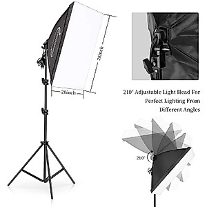 ShowMaven Softbox Lighting Kit Photography- Professional Continuous Light System Photo Lighting Kit with E27 135W Bulbs 5500K Photo Equipment for Portraits Video Shooting
