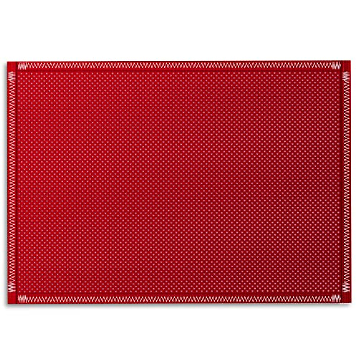 Dress4Tab Set of 6 Non Slip Heat Resistance Red Christmas Placemats with Boho Eembroidery for Dining Table, Machine Washable Cotton Kitchen Table Place Mats Linen