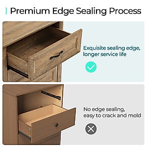 LINSY HOME Dresser for Bedroom, 9 Drawer Long Dresser with Antique Handles, Wood Chest of Drawers for Living Room, Entryway and Hallway, Rustic Brown