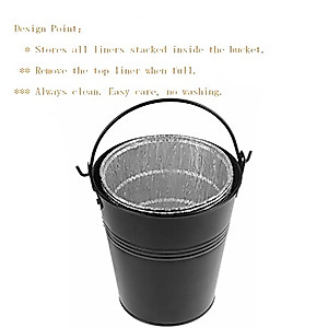 Drip Grease Bucket and 12-Pack Liners for Traeger 20/22/34 Series, Pit Boss etc Pellet Grill Smoker (Black 12)