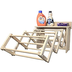 Pennsylvania Woodworks Large Wall Clothes Drying Rack ~ Heavy Duty Solid Maple Hardwood, Folding, Collapses to 25" x 20" x 8", Hand Built in USA, Unfinished