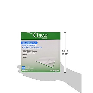 Curad Sterile Non-Adherent Pads for gentle wound dressing and absorption without sticking, 100 Count (Pack of 1)