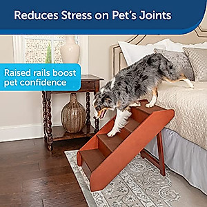 PetSafe CozyUp Folding Wood Pet Steps - Dog and Cat Stairs - Lightweight Durable Wooden Frame Supports up to 200 lb - Side Rails and Non-Slip Feet Provide Added Security - 25 inches