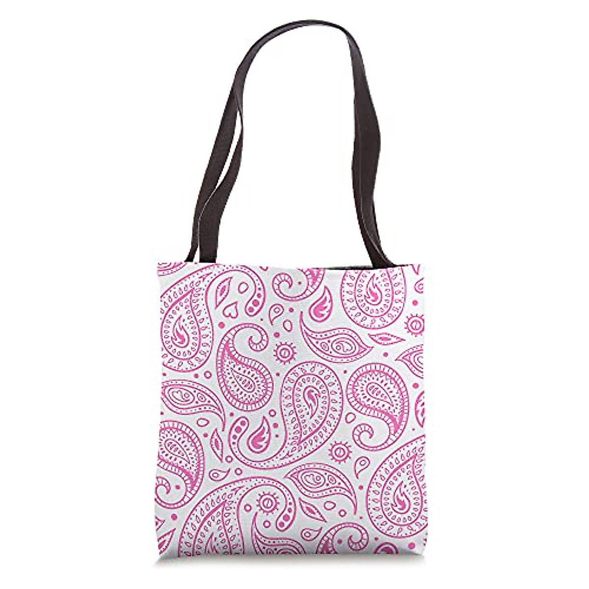 White and Pink Paisley Pattern Bandana Tote Bag