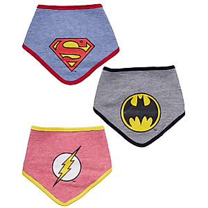 DC Comics Baby Boys Bandana Bibs Superman Batman The Flash Gift Set 3 Pack 0-12 Months