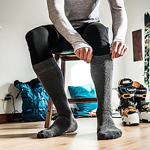 Merino Wool Ski and Snowboard Sock Grey Heather Medium
