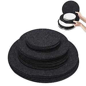 96 Pack Felt Plate Dividers Protectors, Thick Felt Round Plate Separators Pads China Dish Storage Protectors Pads with 3 Sizes for Packing Stacking Porcelain Cookware, Black