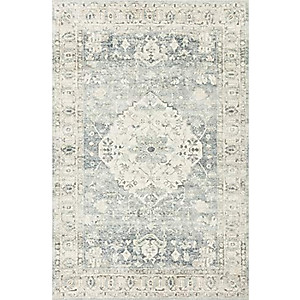 Loloi II Rosette Collection ROS-07 Denim/Fog, Traditional 7'-6" x 9'-6" Area Rug