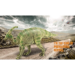 Gemini&Genius Parasaurolophus Dinosaur Toy for Kids, Parasaurolophus Dino Action Figure Toy - 7.5 Inches Length Dino Gift for 3-12 Years Old Kids (Green)