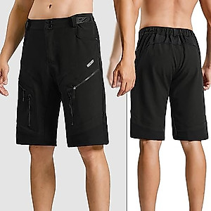 ARSUXEO Men's Loose Fit Cycling Shorts Mountain Bike Shorts Water Ressistant 1903 Black Size Large