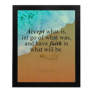 Accept What Is - Beach Wall Art, Our Inspirational Footprint on a Beach Themed Ocean Wall Decor Print is Great Spiritual Coastal Wall Art Ideal for Home, Office & Beach House Decor! Unframed - 8X10