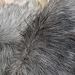 AbunHeri Reindeer Hide Rug 3 ft x 2 ft Deer Hide Rug Deer Rug Animal Skin Rugs for Bedroom Living Room Nursery Grey