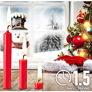 BRUBAKER Tree Candles - Pack of 20 - Red - 3¾ x ½ Inches (9.5 x 1.27cm) - Made in Europe - Pyramids, Carousels & Chimes