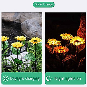 Solar Lights Outdoor Waterproof Led Lights Artificial Flowers Landscape Lights for Patio Party Decorations Yard Garden Décor (Sunflower)