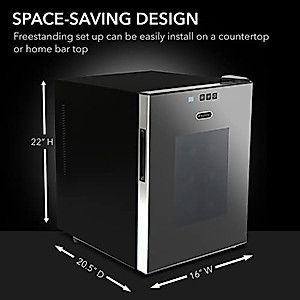 Whynter WC-201TDa Thermoelectric Wine Fridge, Freestanding Wine Cooler Refrigerator With Glass Door, Gray, 20 Bottle Capacity