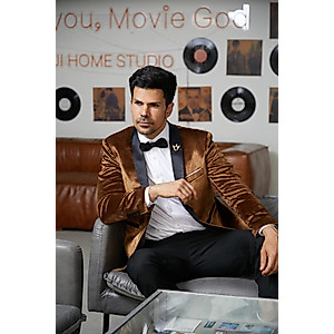 MAGE MALE Men's Velvet Slim Fit Suit Blazer Jacket Shawl Lapel One Button Dinner Prom Wedding Tuxedo Purple