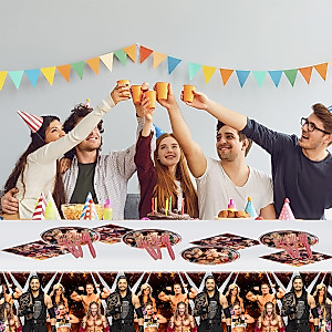Wrestling Party Tableware, 20 Plate 20 Napkins And Tablecovers 70 * 42inch,Wrestling Theme Birthday Decorate Supplies