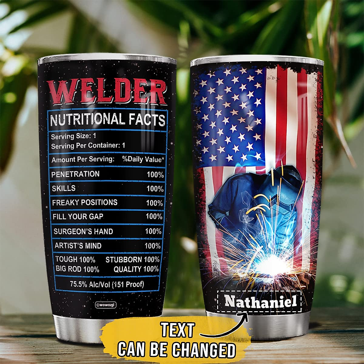 wowcugi Personalized Welder Tumbler Nutrition Facts American Flag Pride Tumblers Stainless Steel 20oz 30oz Insulated Travel Cups Welders Gifts for Men Women Dad Grandpa Father's Day Birthday Christmas