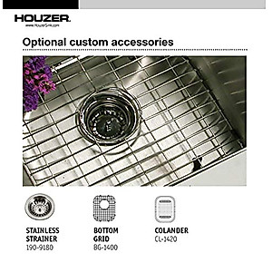 Houzer CS-1407-1 Club Series Undermount Medium Bowl Bar/Prep Sink
