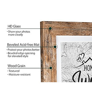Califortree Rustic Brown 11x14 Picture Frame - Display Photos 8x10 with Mat or 11x14 Without Mat - Real Glass Inside - Set of 2