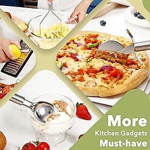 Fyvva Large Cooking Utensils Set, 35 Pcs Spatula Set with Holder, Silicone Kitchen Utensils Set with Stainless Steel Handle, Cheese Grater, Ice Cream Scoop, Pizza Cutter Kitchen Gadgets (Khaki)