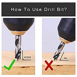 COMOWARE Brad Point Stubby Drill Bit Set for Wood, 6pcs HSS 4241 Steel with 1/4-Inch Quick Change Hex Shank