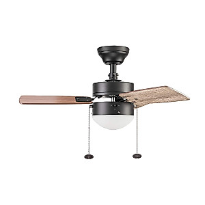 Prominence Home Rawling, 30 Inch Contemporary Indoor LED Ceiling Fan with Light, Pull Chain, Dual Mounting Options, Modern Dual Finish Blades, Reversible Motor - 51587-01 (Bronze)