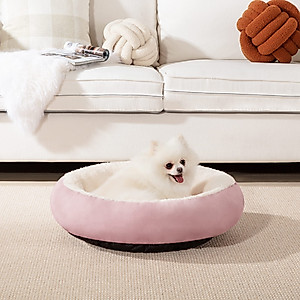 Love's cabin Round Donut Cat and Dog Cushion Bed, 20in Pet Bed for Cats or Small Dogs, Anti-Slip & Water-Resistant Bottom, Super Soft Durable Fabric Pet Beds, Washable Luxury Cat & Dog Bed Pink