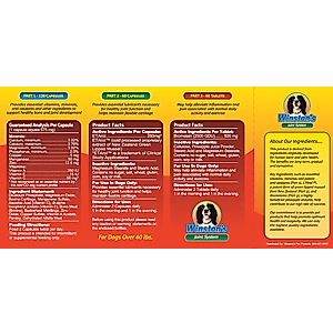 Winston Joint System - for Medium Dogs from 40-99 Pounds - 100% Natural Whole Food Supplement for Arthritis, Hip Dysplasia and Joint + Pain Relief - One Month Supply - Since 1992