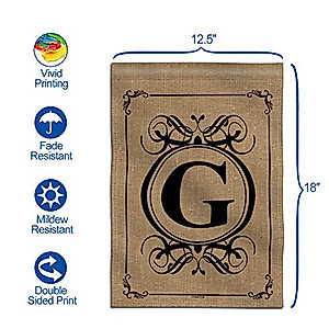 Anley Classic Monogram Letter G Garden Flag, Double Sided Family Last Name Initial Yard Flags - Personalized Welcome Home Decor - Weather Resistant & Double Stitched - 18 x 12.5 Inch