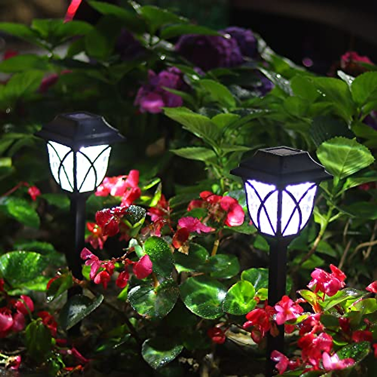 Yomxjs 6 Pack LED Solar Landscape Garden Lights Solar Pathway Lights Outdoor, Waterproof Solar Powered Pathway Lights for Yard, Patio, Landscape, Walkway (Cool White)