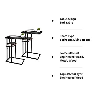 Yoobure C Shaped End Table Set of 2, Side Table for Couch and Bed, Small Side Table for Small Spaces, Living Room, Bedroom, Rustic Snack Table