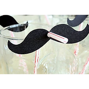 amscan Moustache Straws | 12 Ct.,Multi Color,9 1/4"