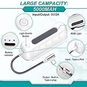 Hurra Battery Pack for Oculus Quest 2, 5000mAh Rechargeable Extended Power with RGB Light for Oculus/Meta Quest 2 Headset, Lightweight High Speed VR Extend Battery Accessories Extra 2H-4H Playtime