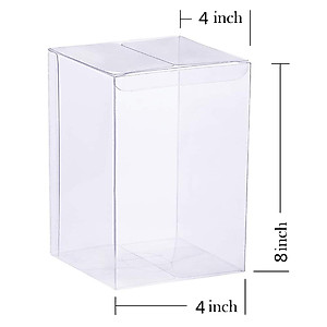 YOZATIA 12PCS Transparent Boxes 4 x 4 x 8 inch, Candy Box, Clear Favor Boxes Gift Boxes for Wedding, Party and Baby Shower Favors