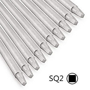 Rocaris 10pcs 1/4 Inch Hex Shank Long Magnetic Square Head Screwdriver Bits Set Power Tools SQ2 For Poket Hole Jig- 6 inch Length