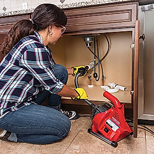 RIDGID PowerClear 120-Volt Drain Cleaning Machine Kit for Tubs, Showers, and Sinks,Red