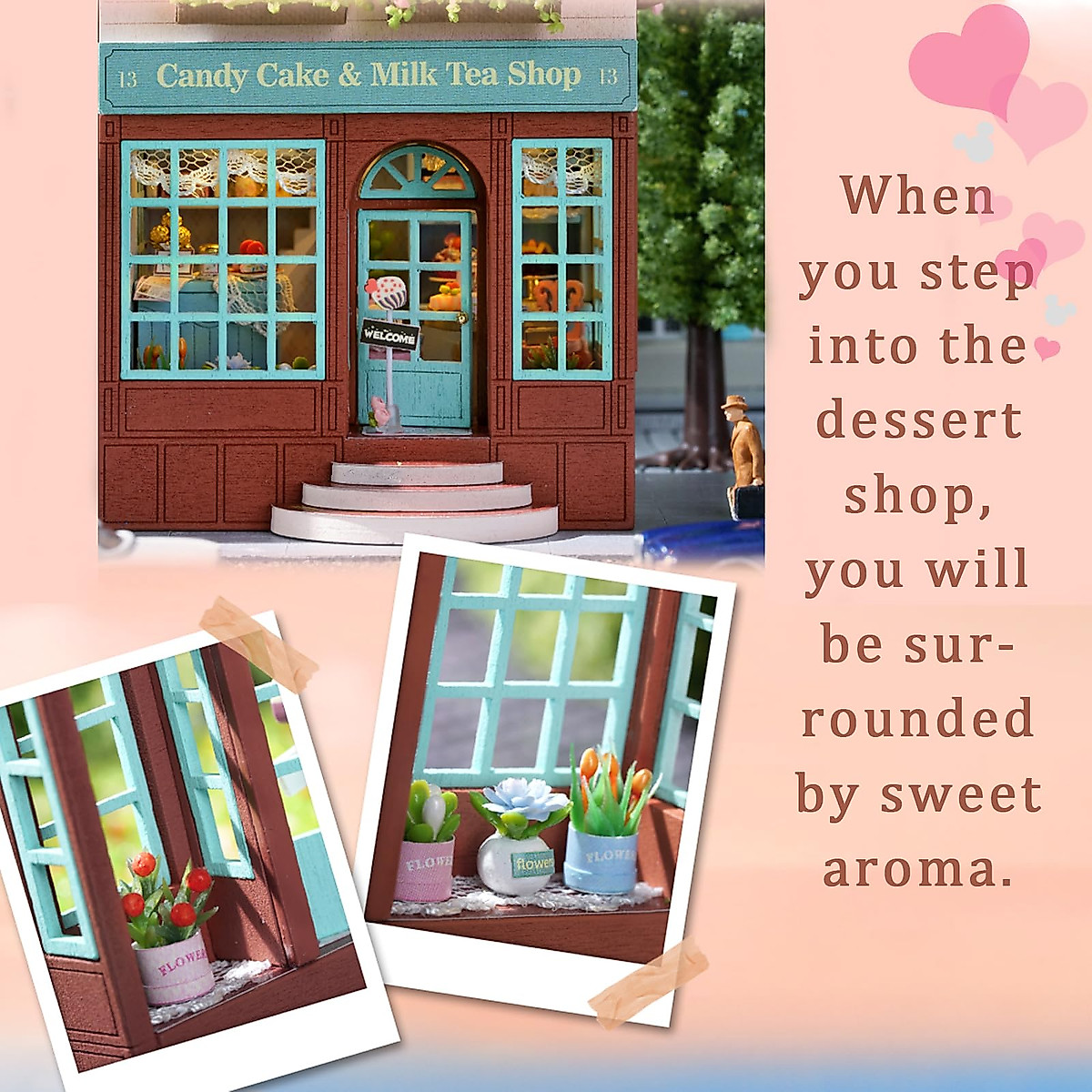 Flever Dollhouse Miniature DIY House Kit Creative Room with Furniture for Romantic Valentine's Gift (Manxing Dessert Shop)