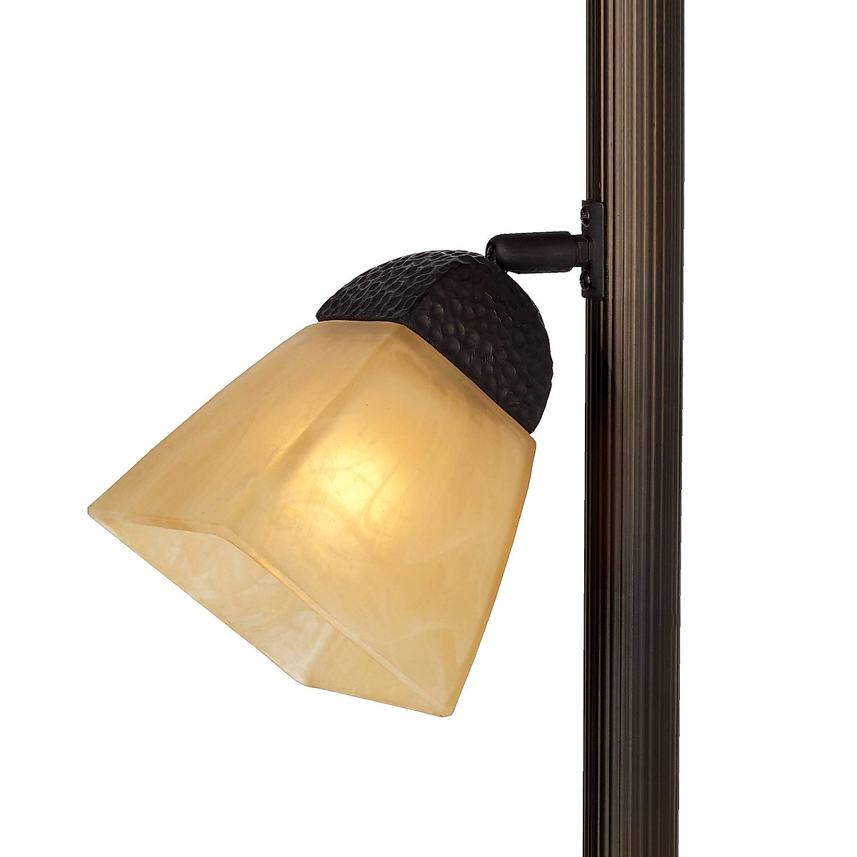 Franklin Iron Works Rustic Farmhouse Mission Torchiere Floor Lamp 71 1/2" Tall Roman Bronze 3-Light Frosted Champagne Amber Glass Shade for Living Room Reading Bedroom Office House Home Decor