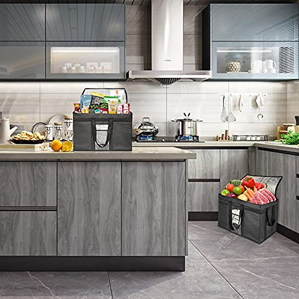 XXX-Large Insulated Collapsible Cooler Bags with Zipper Closure,Reusable Grocery Shopping Bags Keep Food Hot or Cold