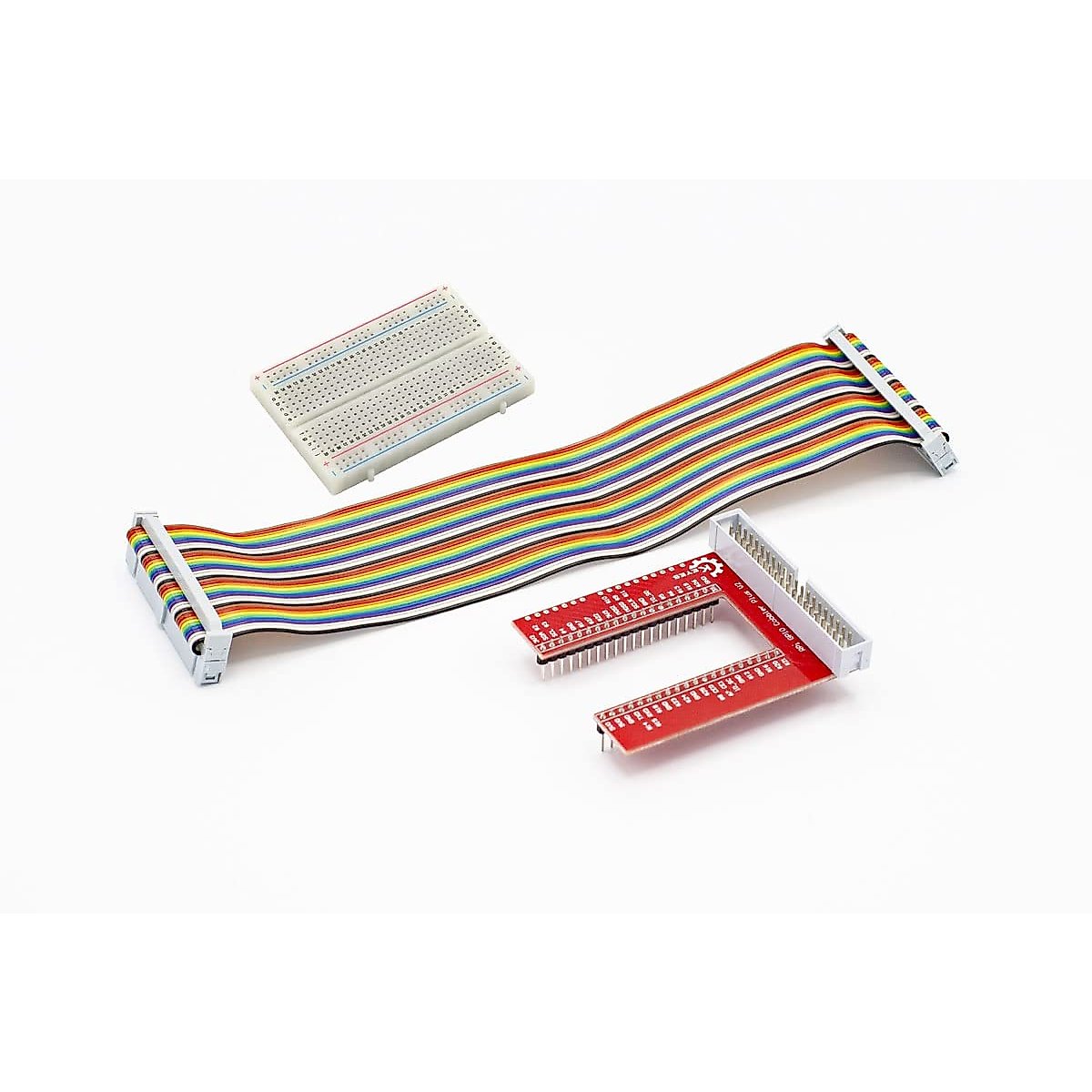 VGE Raspberry PI GPIO Breakout U-Type Expansion Board, Assembled + Ribbon Cable + Mini Bread Board, 40-pin Flat Ribbon Cable for Raspberry Pi 4, 3, 2, B and B+ (U-Type Breakout + Mini Bread Board)