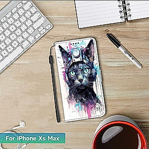 Elgzigok Wallet Phone Case for iPhone Xs Max with Cat Print-aa142 - Stylish and Functional PU Leather-Free Smartphone Case with Card Holder
