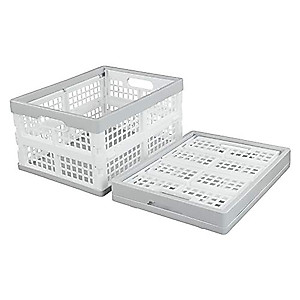 Vababa 3-Pack Plastic Stackable Collapsible Storage Crate, 15 L Stacking Folding Storage Basket