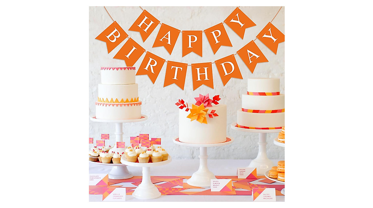 Waenerec Orange Birthday Banner for All Ages