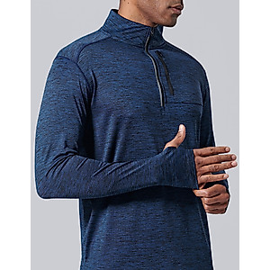 3 Pack: Men's Quarter 1/4 Zip Pullover Long Sleeve Workout Jackets, Athletic Dry Fit Running Shirts (Set 1, Medium)